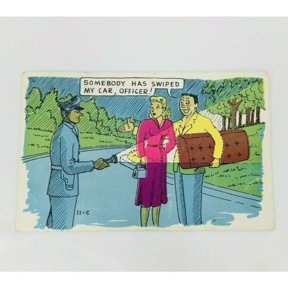 Office | Vintage Laff Gram Comedy Postcard Police Couple Joke Funny ...